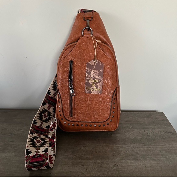Sam & Hadley | Bags | Nwt Sam Hadley Cognac Crossbody With Pattern ...